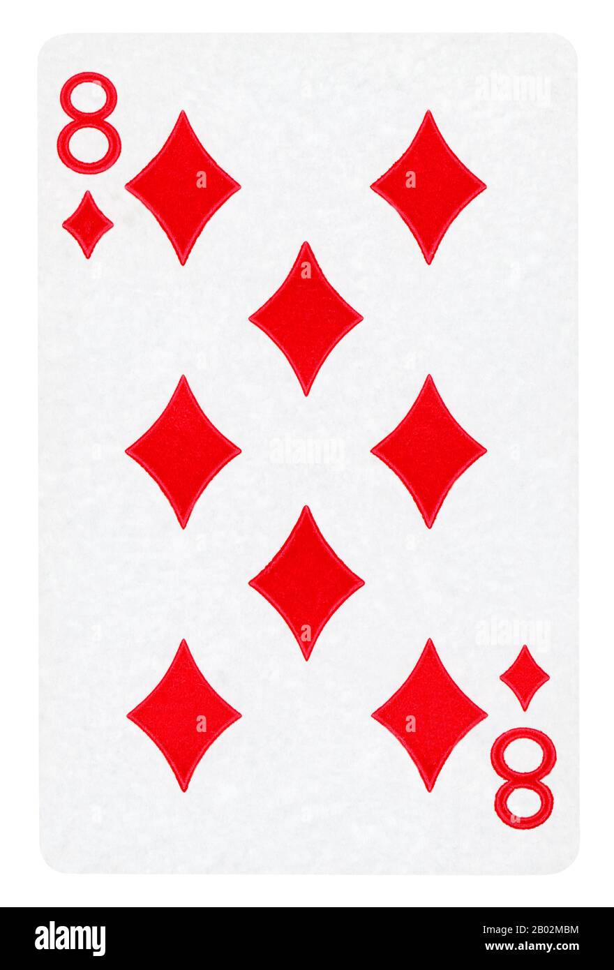Eight of Diamonds Vintage playing card - isolated on white (clipping ...