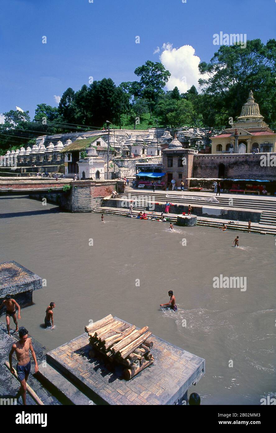 At Pashupatinath the cremation ghat (steps) are divided into two ...