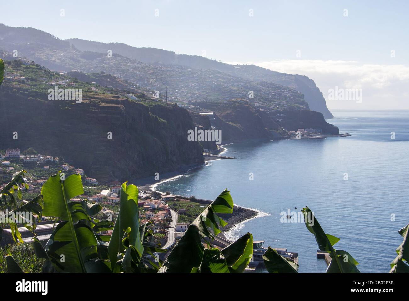 Madeira spectacular landscape typical villages in the hills cliffs sea ...