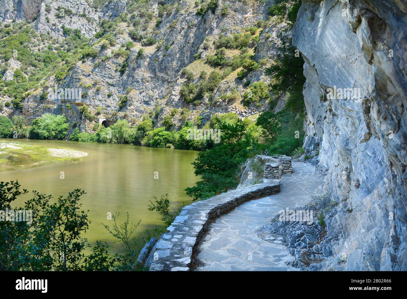 Greece, Nestos River Gorge with tunnel of Drama - Xanthi railway and ...