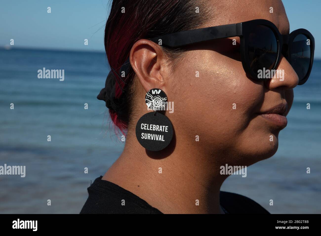 Fremantle, Western Australia. 25th January 2020. Aboriginal woman seen ...