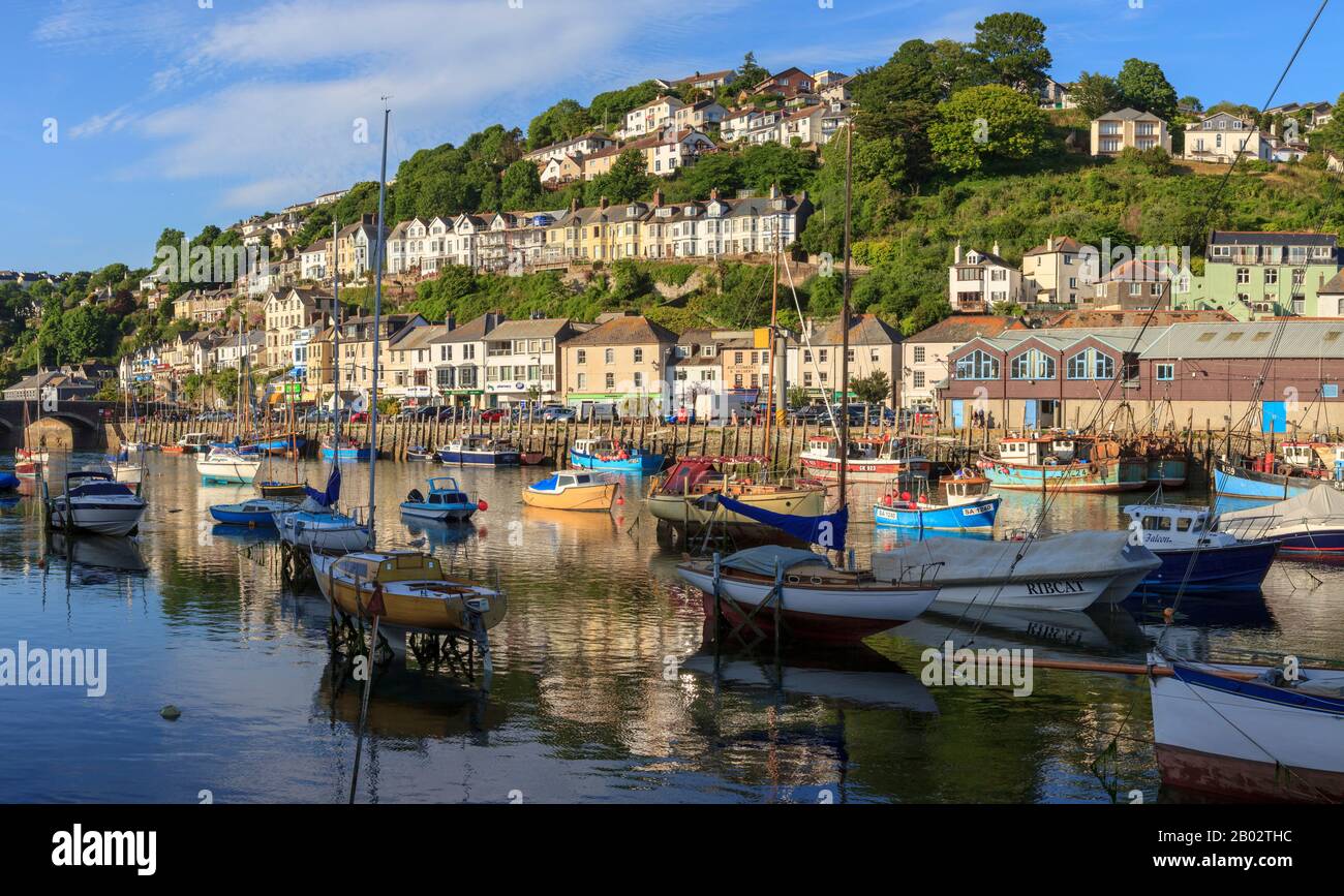 panoramic image, east looe from west looe across river looe cornwall ...