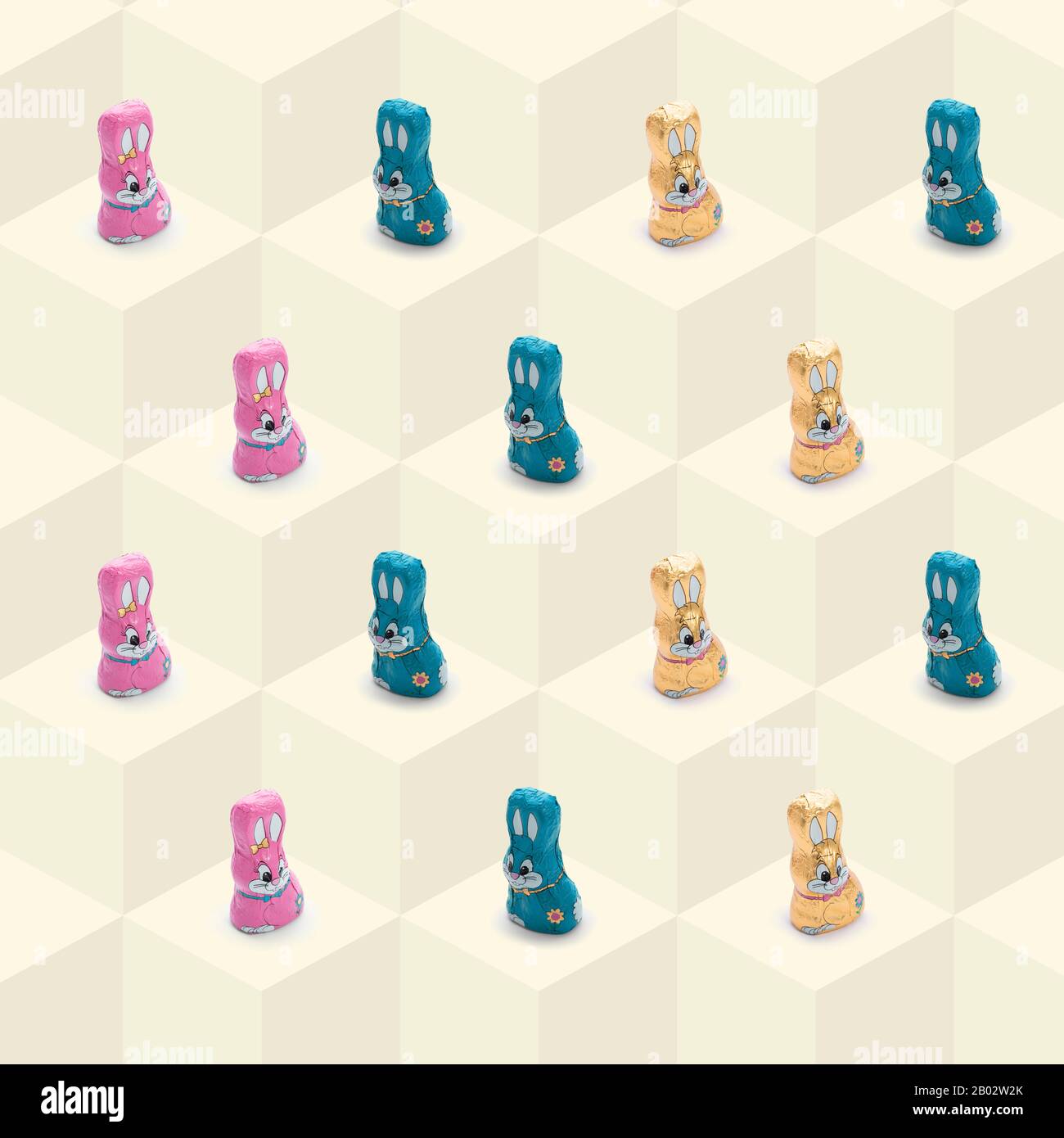 Easter bunny on a blocked cube background, chocolate Easter bunny, Concept, screen, postcard ...