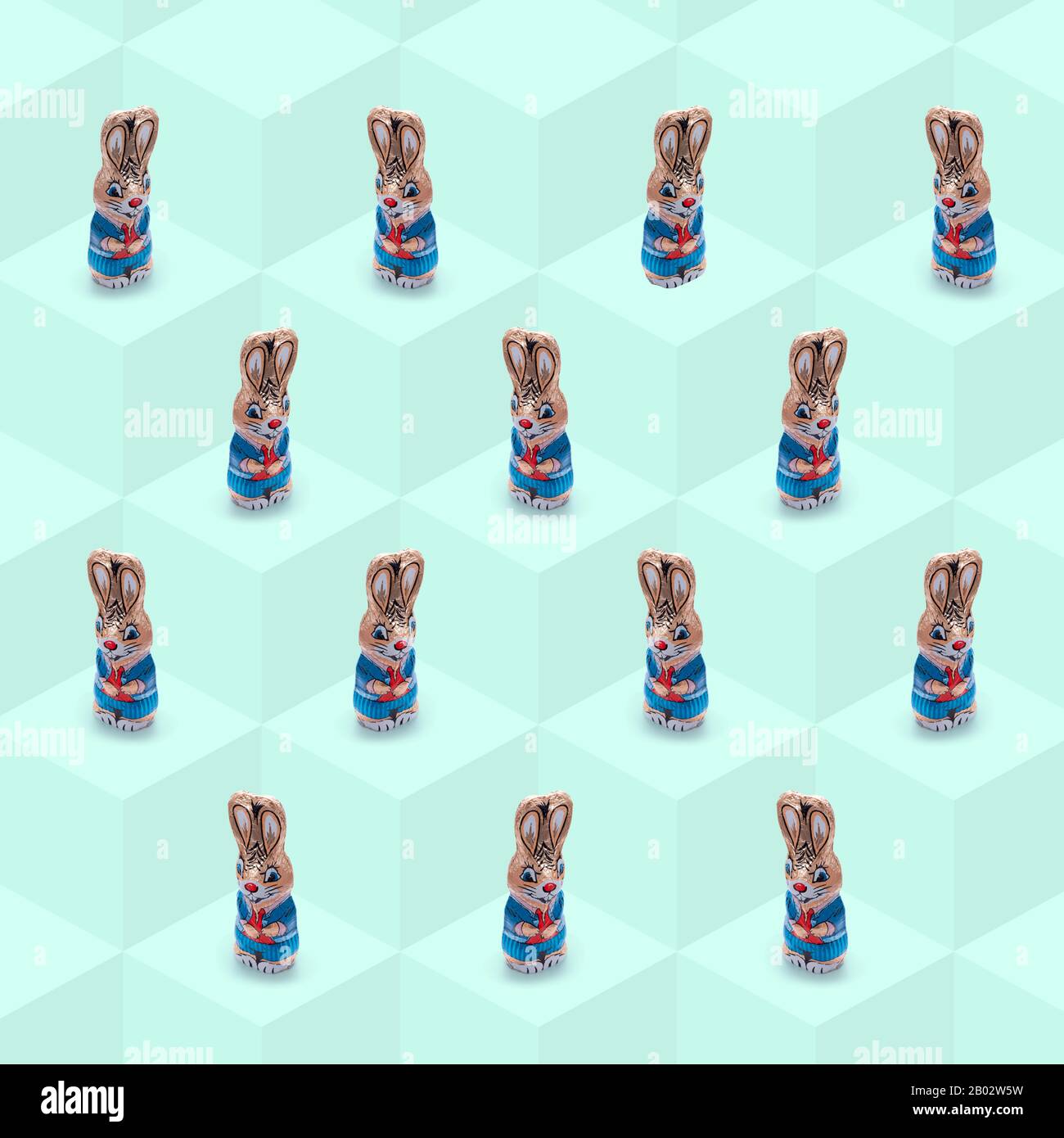 Easter bunny on a blocked cube background, chocolate Easter bunny, Concept, screen, postcard ...