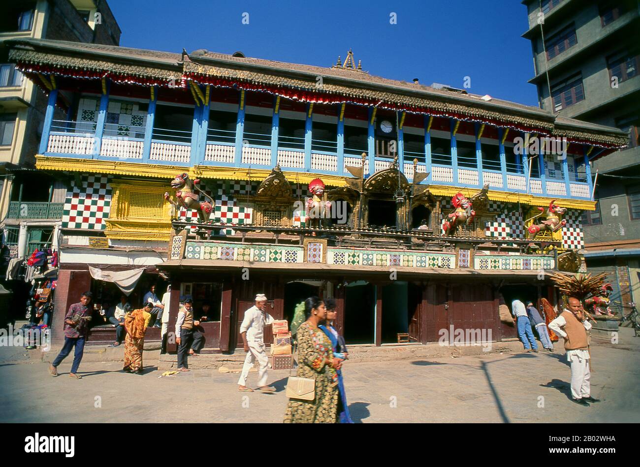 At Indra Chowk, or the 'Courtyard of Indra', a two-storey temple ...