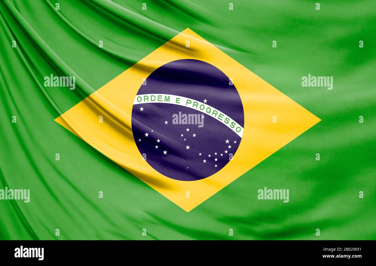 Realistic flag of Brazil on the wavy surface of fabric Stock Photo - Alamy