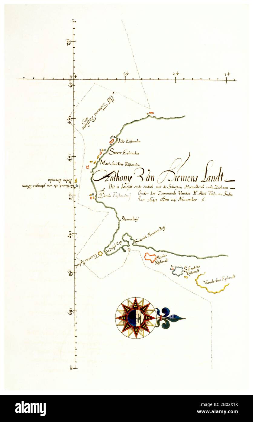 Van diemens land map Cut Out Stock Images & Pictures - Alamy