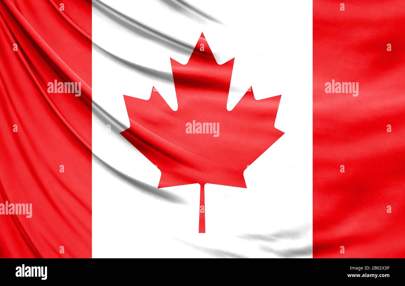 Realistic flag of Canada on the wavy surface of fabric Stock Photo - Alamy