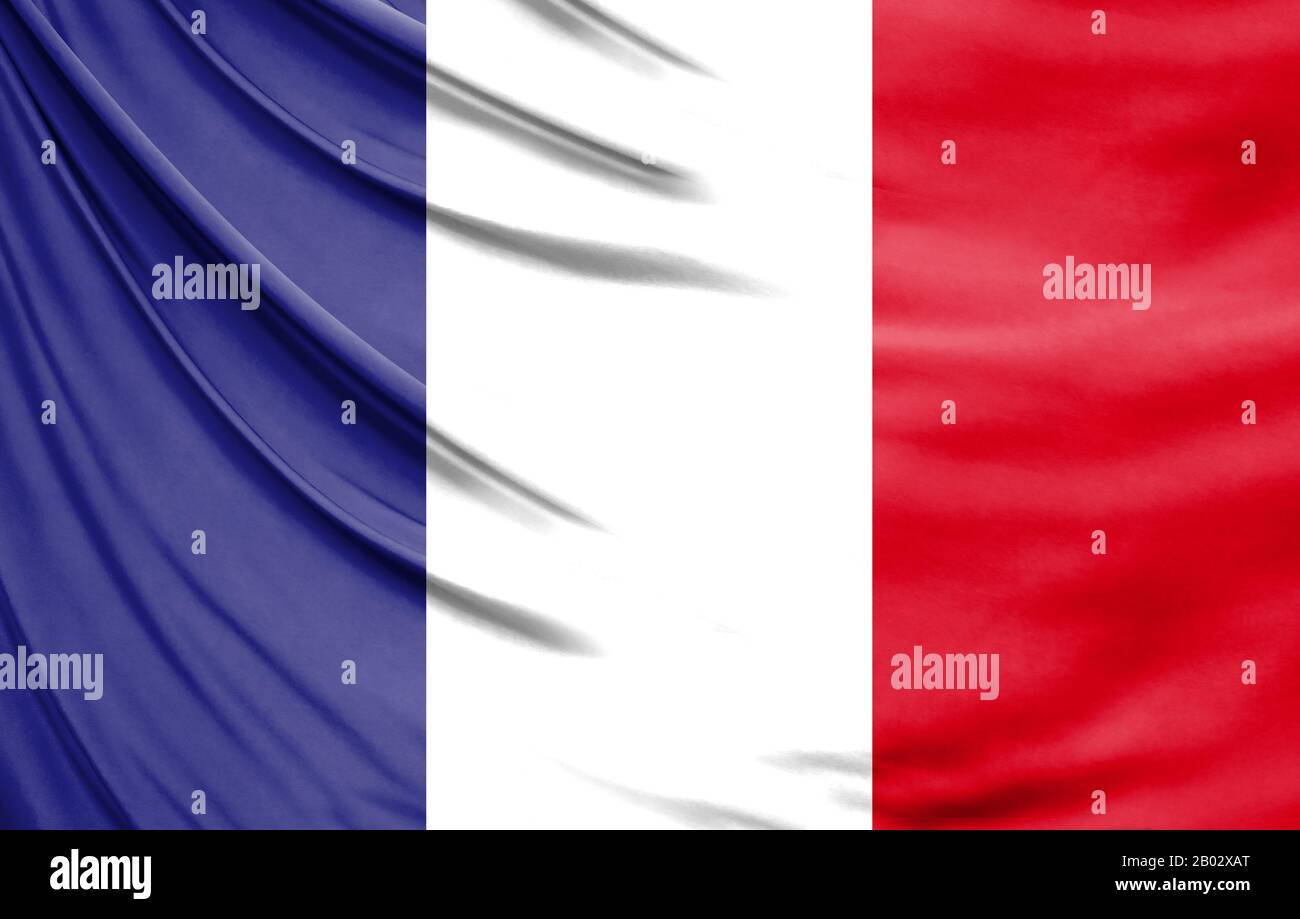 Realistic flag of France on the wavy surface of fabric Stock Photo - Alamy