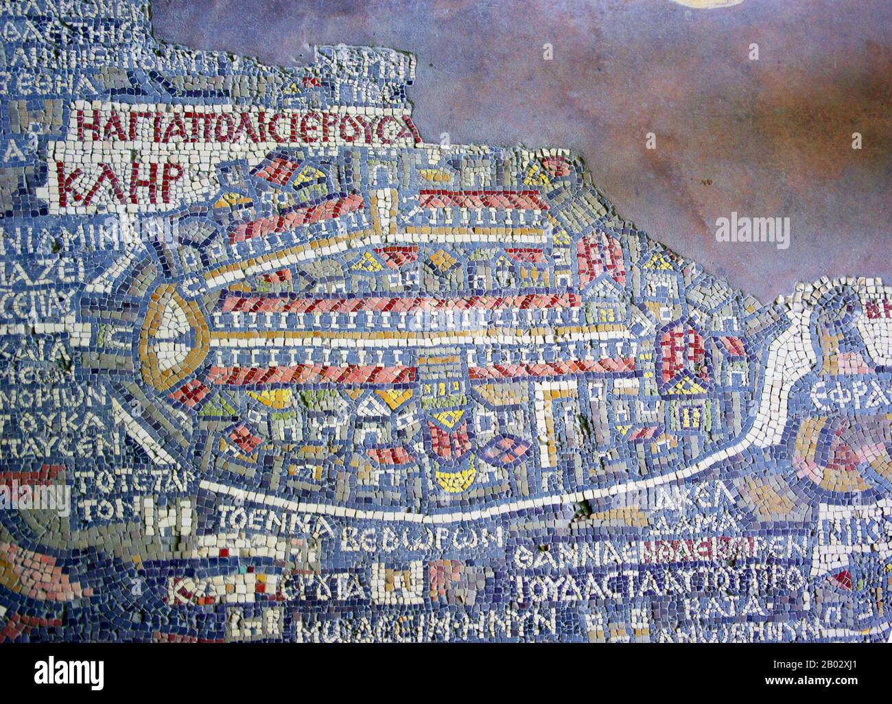 The Madaba Map (also known as the Madaba Mosaic Map) is part of a floor ...