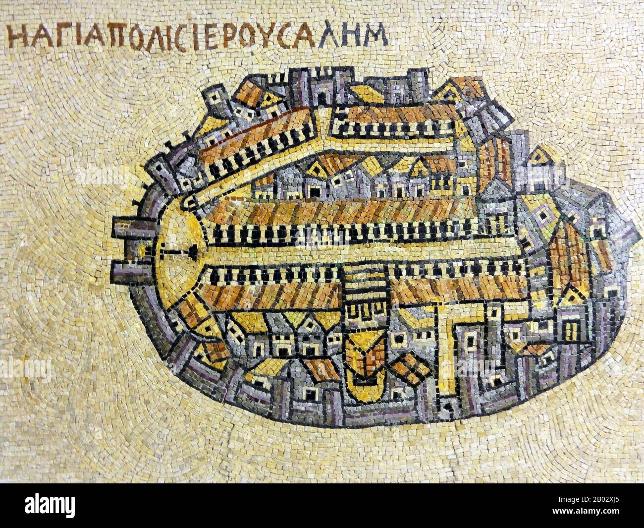 The Madaba Map (also known as the Madaba Mosaic Map) is part of a floor ...