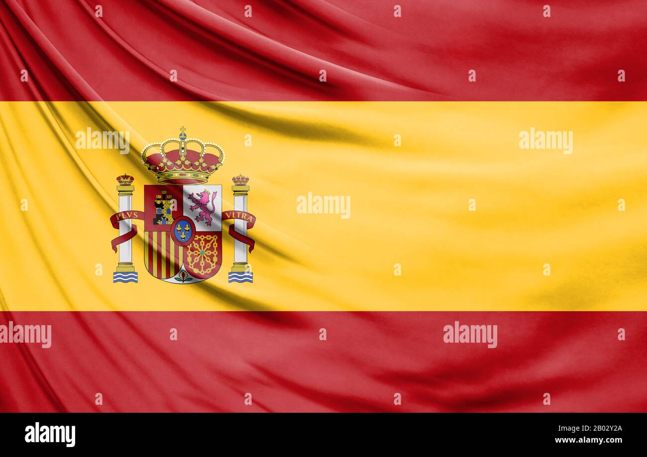 Realistic flag of Spain on the wavy surface of fabric Stock Photo - Alamy
