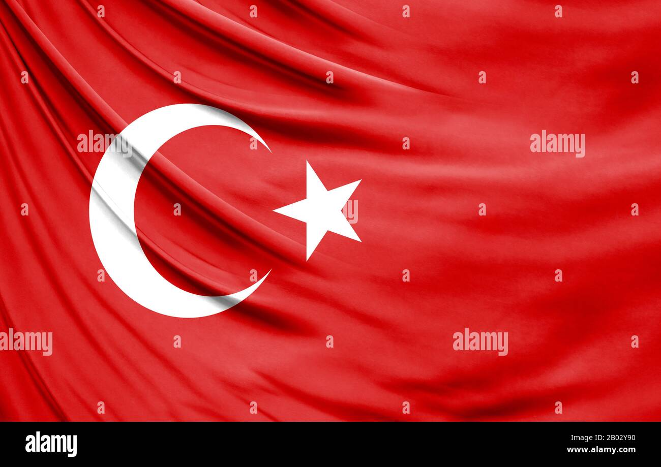 Realistic flag of Turkey on the wavy surface of fabric Stock Photo - Alamy
