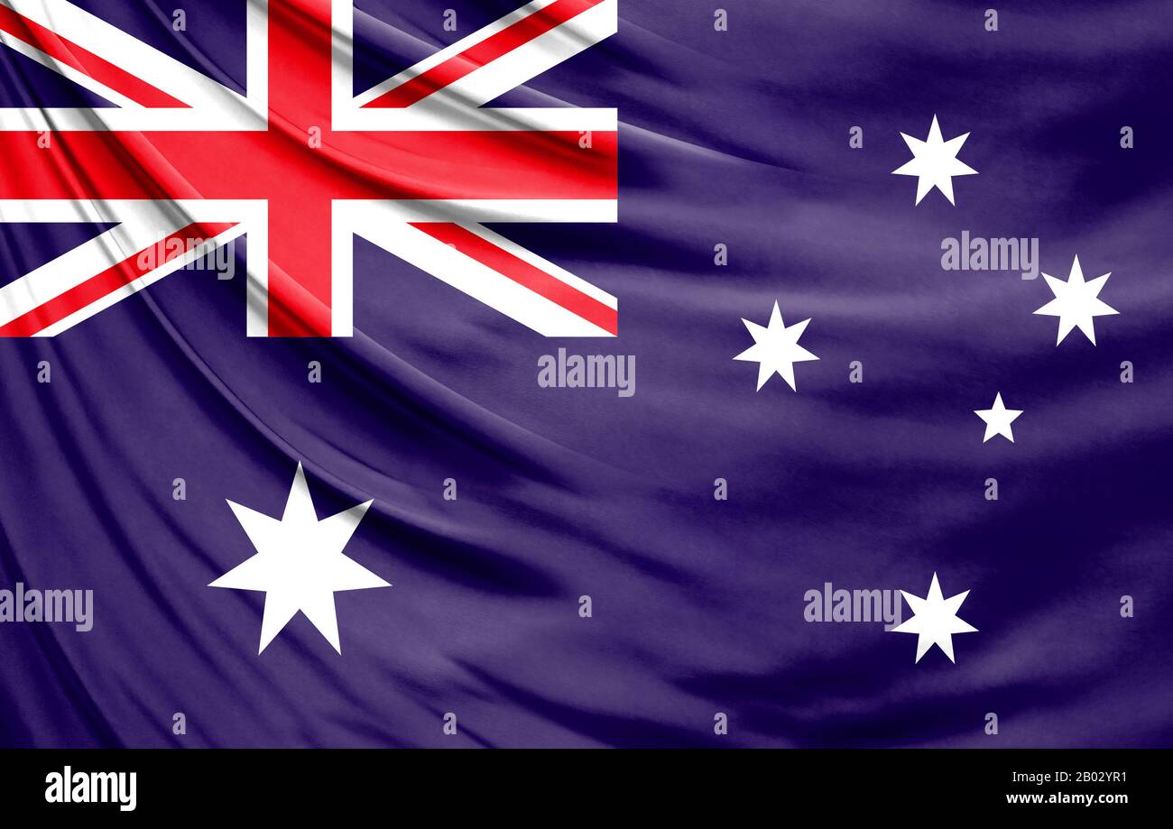 Realistic flag of Australia on the wavy surface of fabric Stock Photo ...