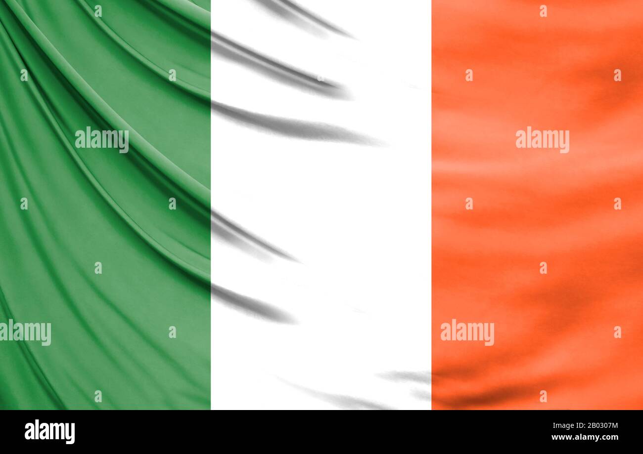 Realistic flag of Ireland on the wavy surface of fabric Stock Photo - Alamy
