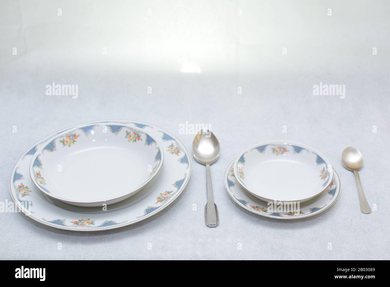 Mock up / design set of elegant and traditional colorful white and blue ...