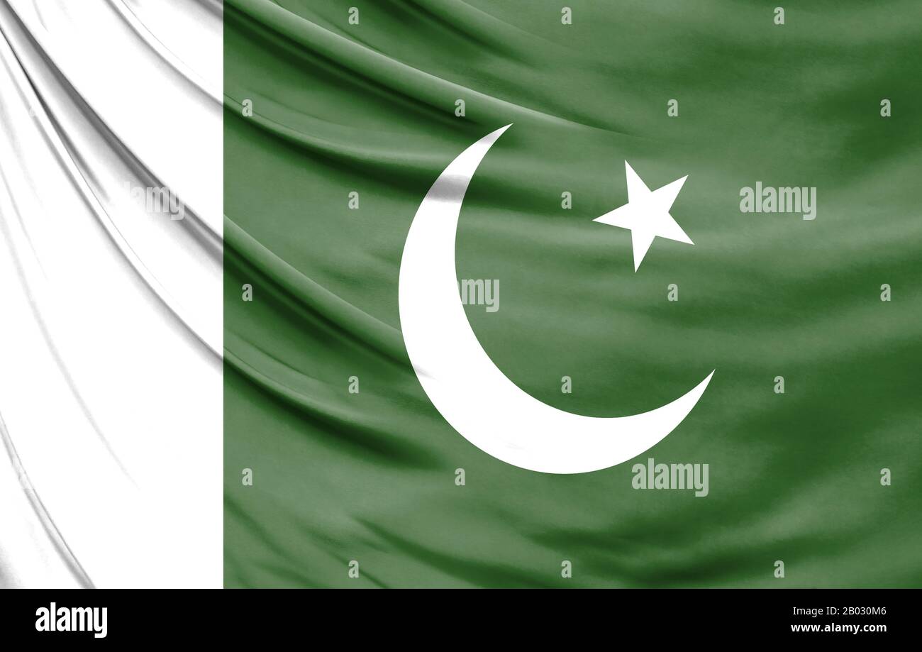 Realistic flag of Pakistan on the wavy surface of fabric Stock Photo ...