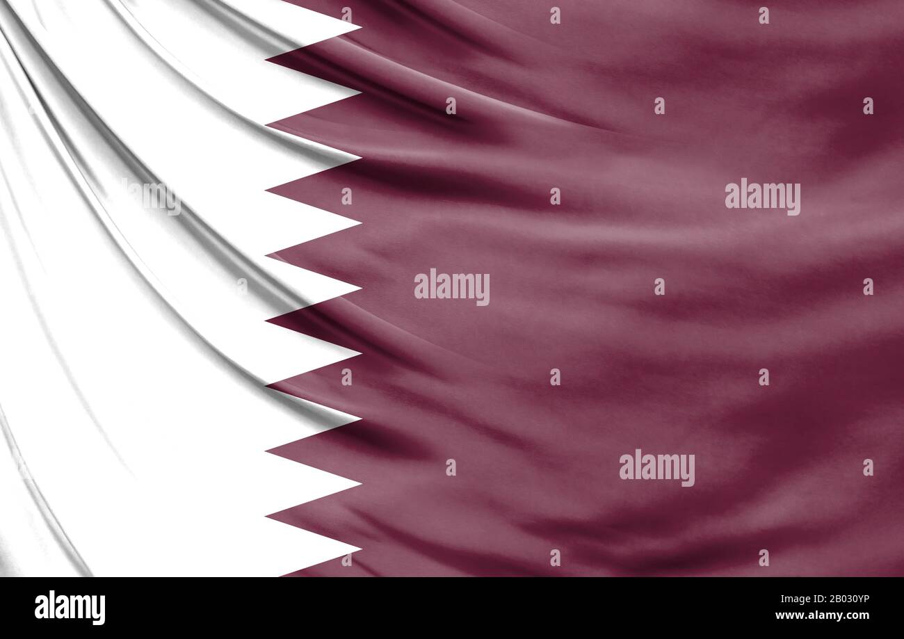 Realistic flag of Qatar on the wavy surface of fabric Stock Photo - Alamy