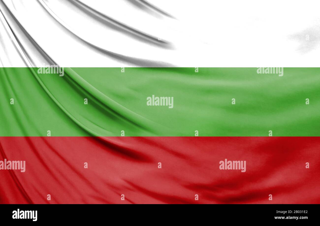 Realistic flag of Bulgaria on the wavy surface of fabric Stock Photo ...