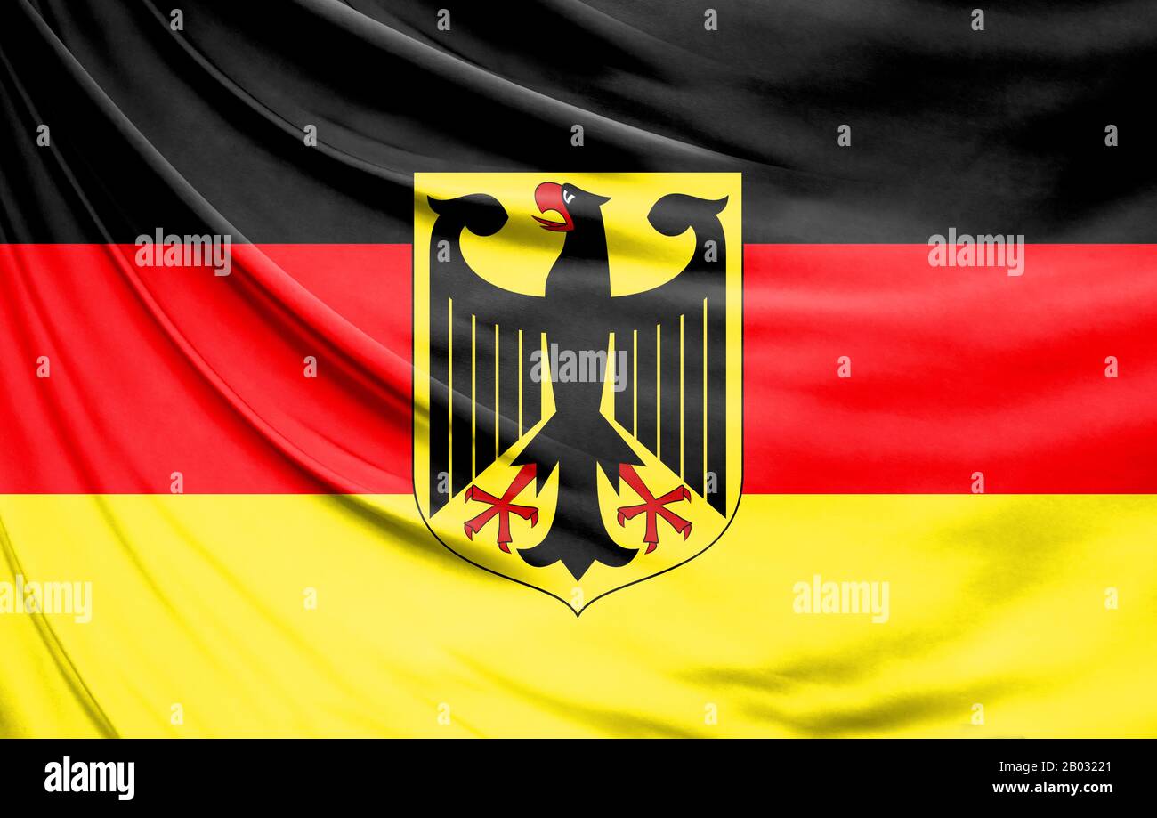 Realistic flag of Germany on the wavy surface of fabric Stock Photo - Alamy