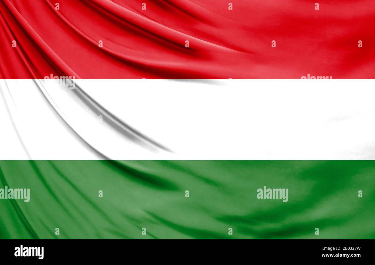Realistic flag of Hungary on the wavy surface of fabric Stock Photo - Alamy