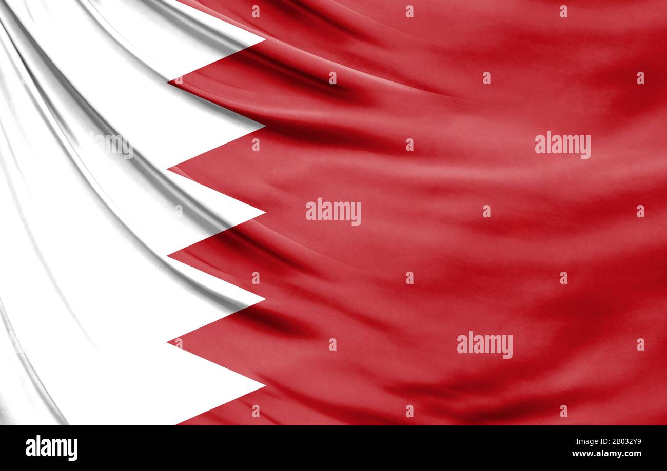 Realistic flag of Bahrain on the wavy surface of fabric Stock Photo - Alamy