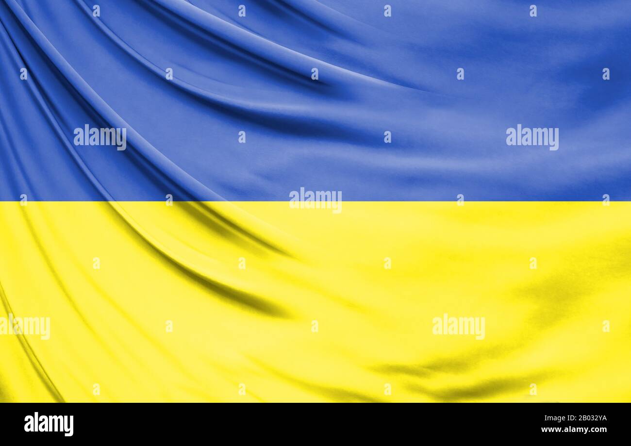 Realistic flag of Ukraine on the wavy surface of fabric Stock Photo - Alamy