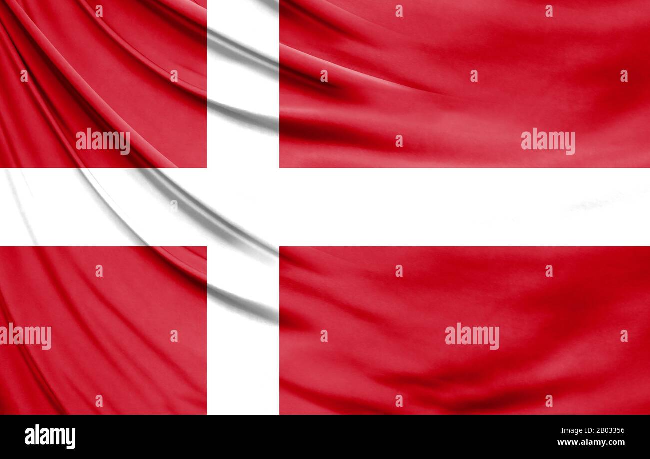 Realistic flag of Denmark on the wavy surface of fabric Stock Photo - Alamy