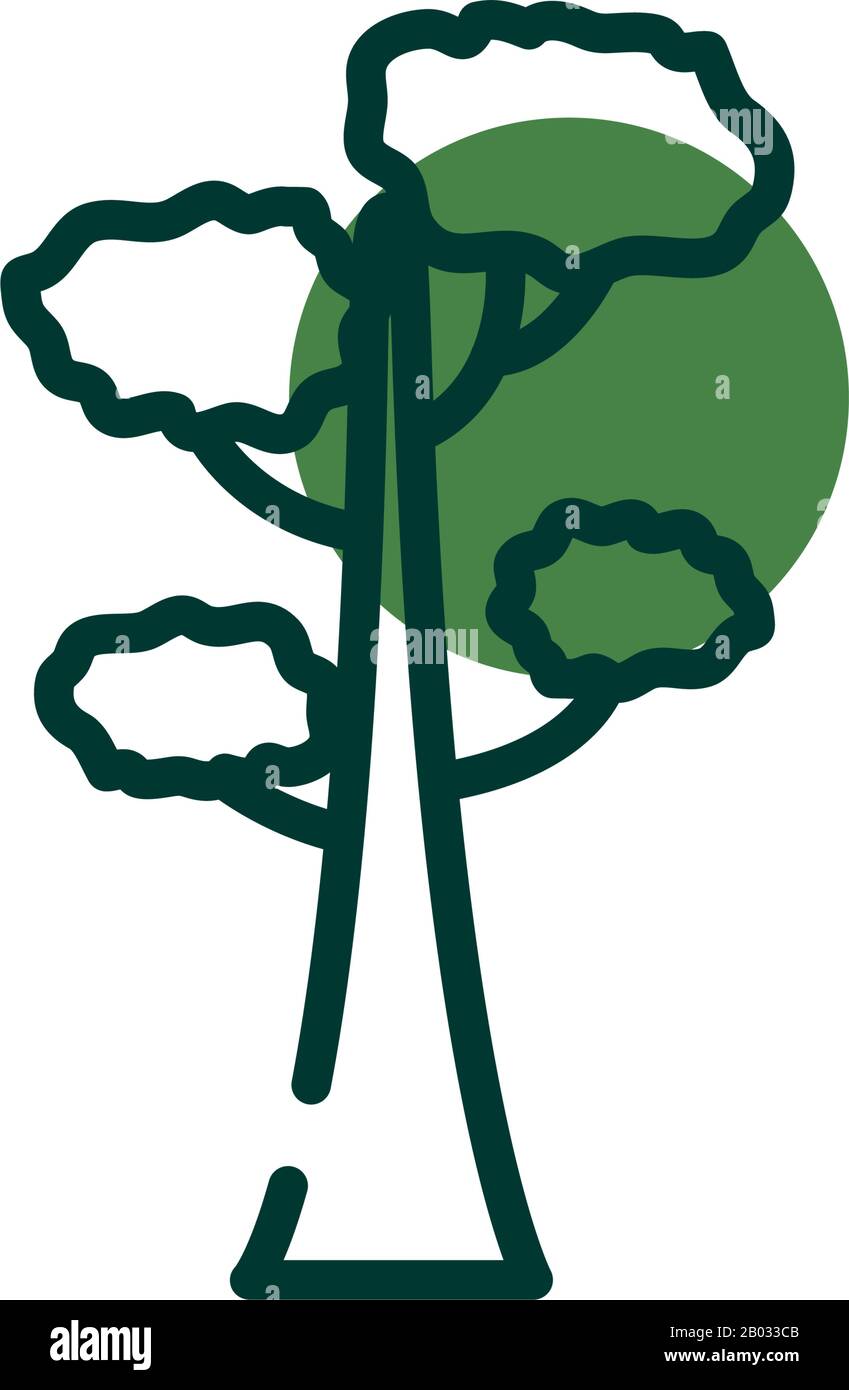 Tree half line half color style icon design, Nature plant summer season ...