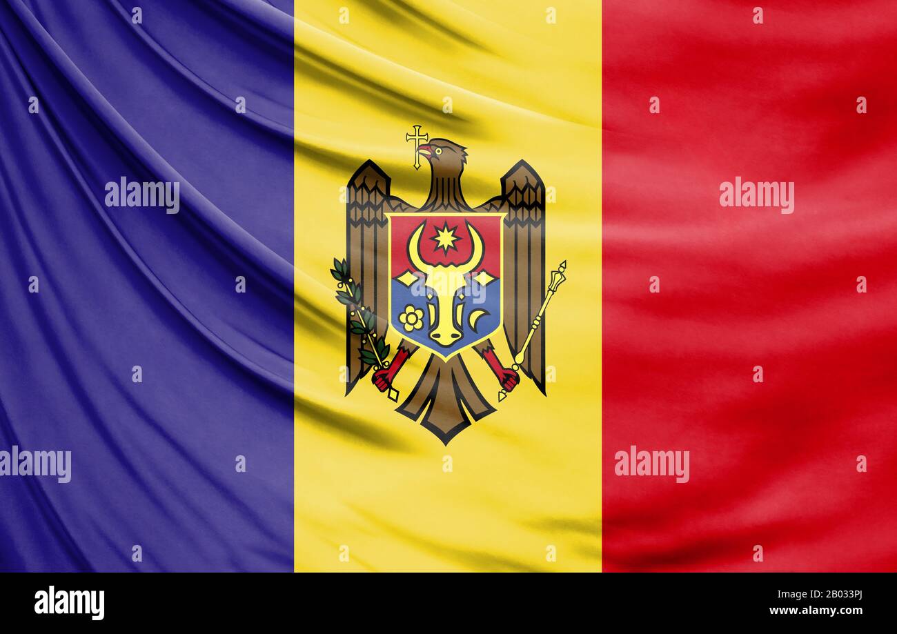Realistic flag of Moldova on the wavy surface of fabric Stock Photo - Alamy