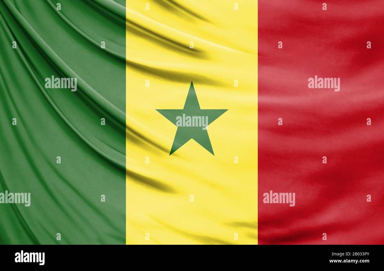 Realistic flag of Senegal on the wavy surface of fabric Stock Photo - Alamy