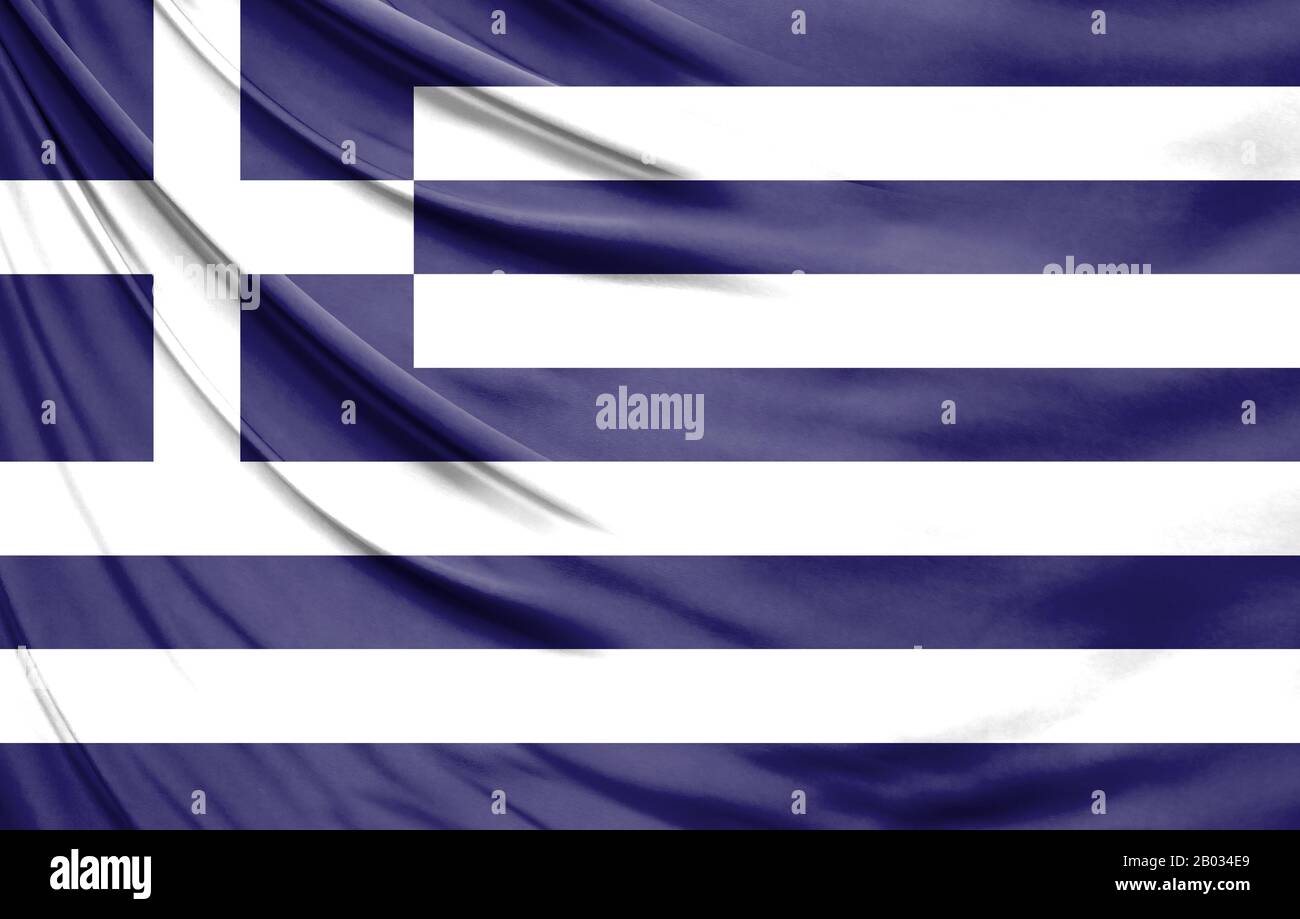 Realistic flag of Greece on the wavy surface of fabric Stock Photo - Alamy