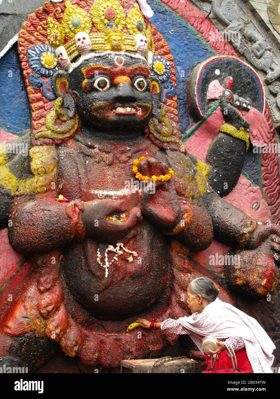 The Kala Bhairav or Black Bhairav is a 3m-high statue depicting a sword ...