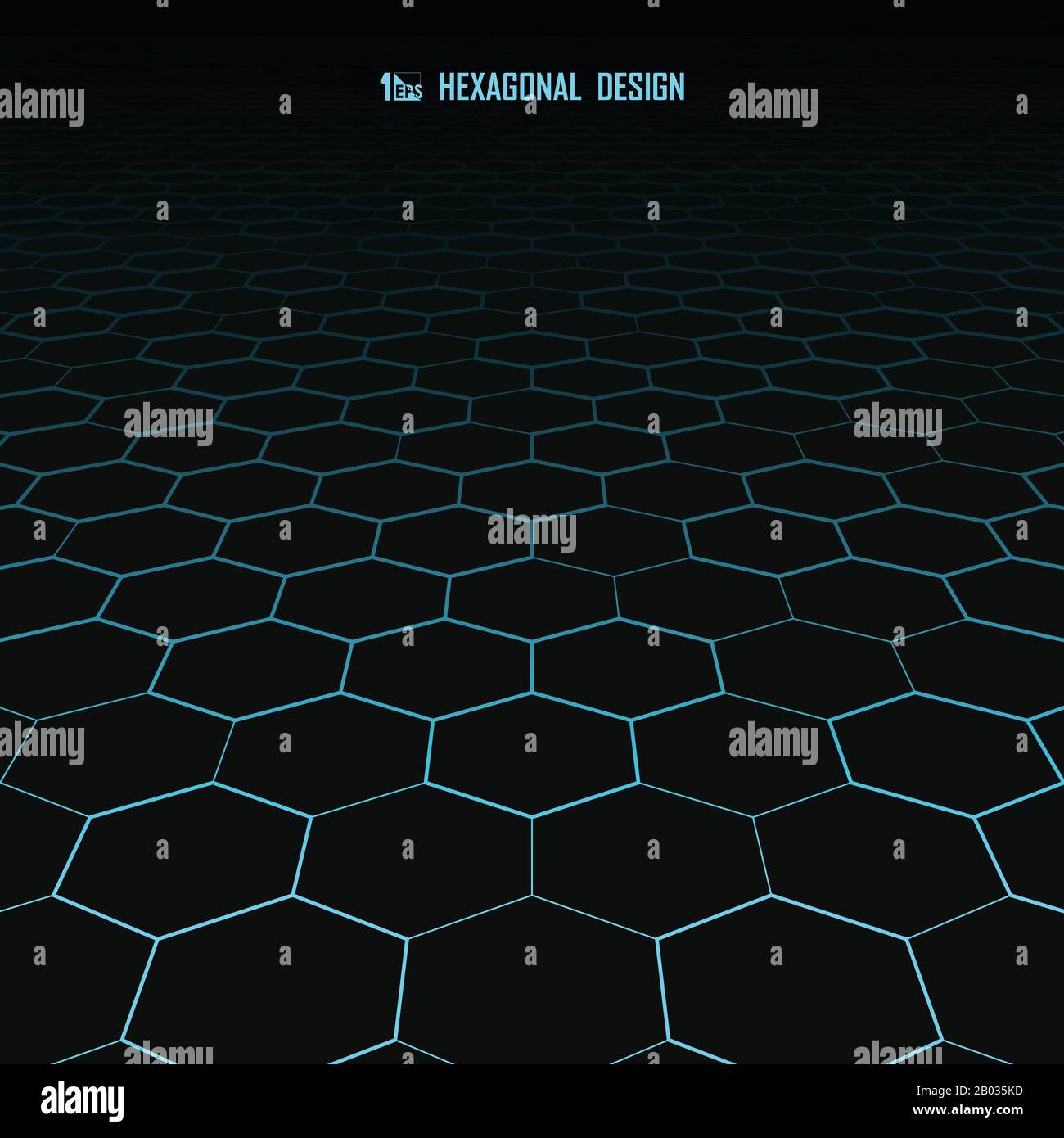 Abstract blue hexagonal pattern design on black template background ...