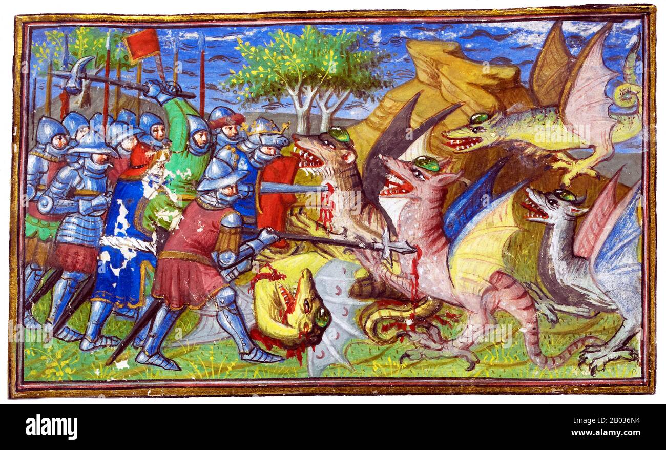 Alexander the great in the battle with the dragon hi-res stock ...
