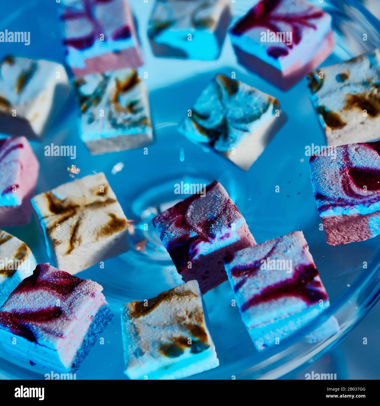 Selection of decorative desserts on buffet table at catered event Stock ...