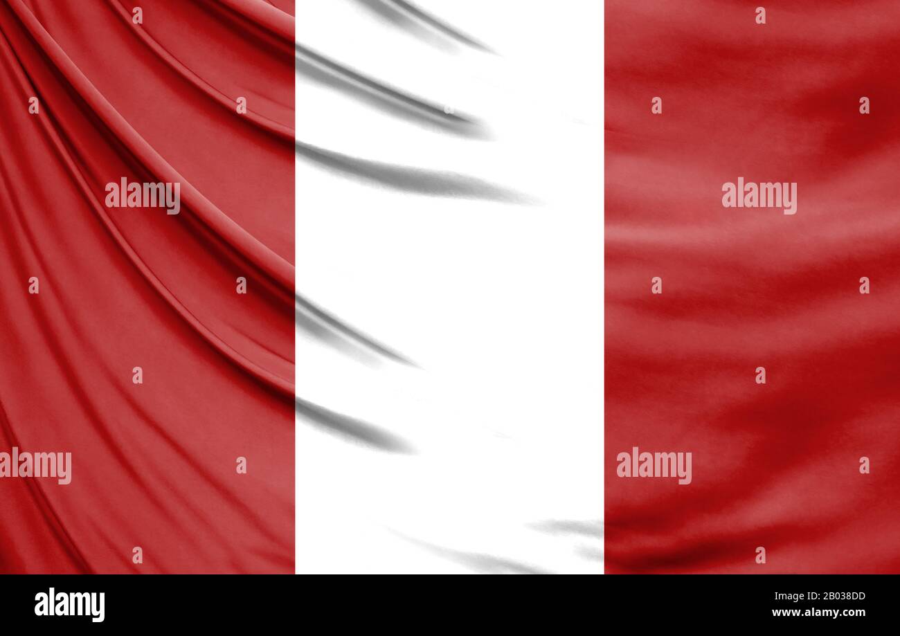 Realistic flag of Peru on the wavy surface of fabric Stock Photo - Alamy