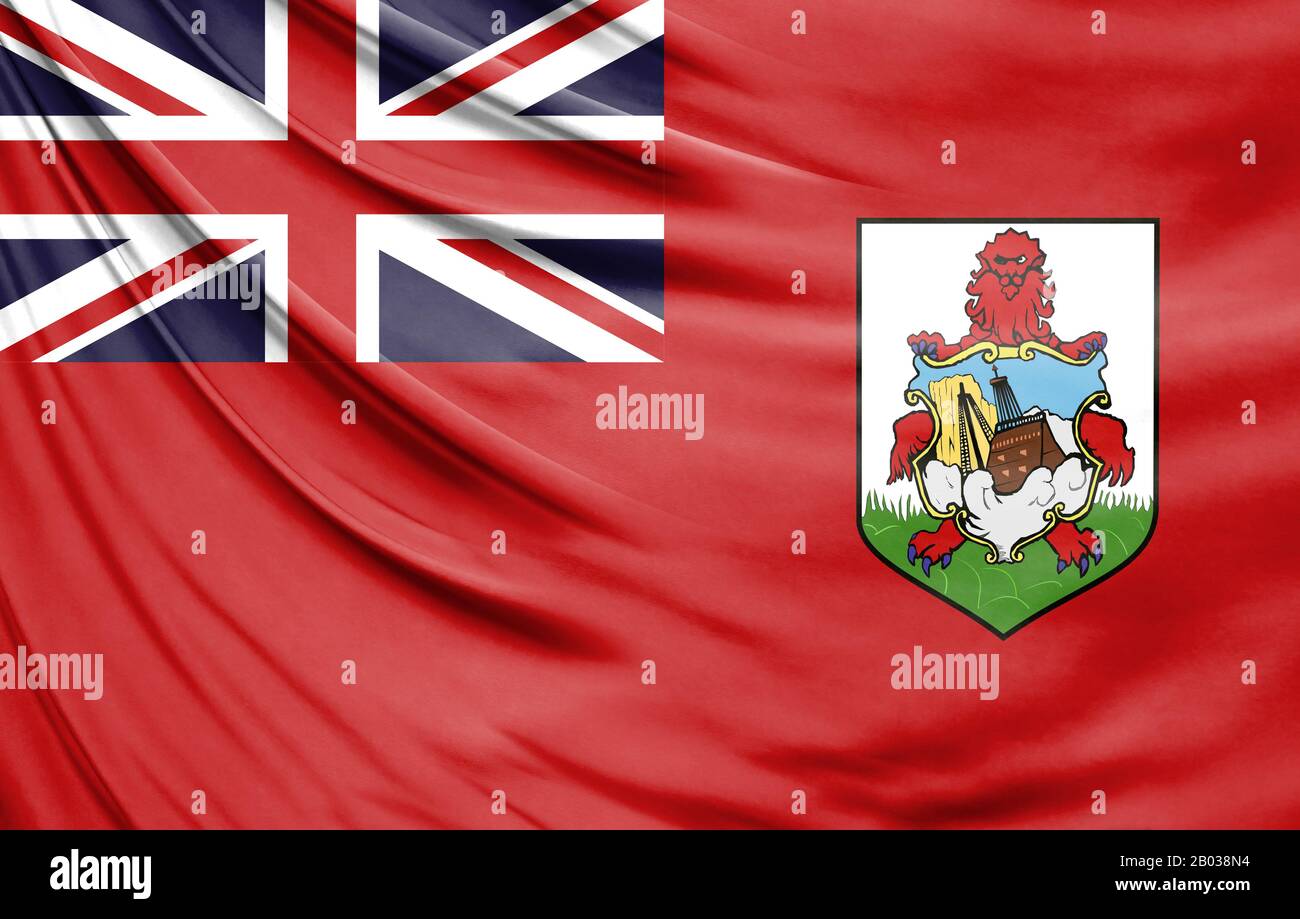 Realistic flag of Bermuda Islands on the wavy surface of fabric Stock ...