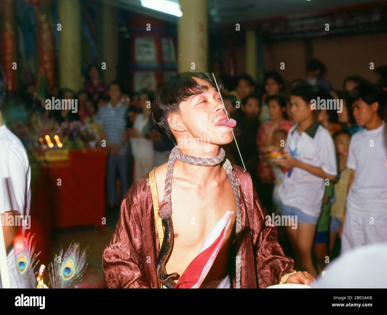 Thailand: A possessed spirit medium or ma song, The Nine Emperor Gods Festival, Chao Mae ...