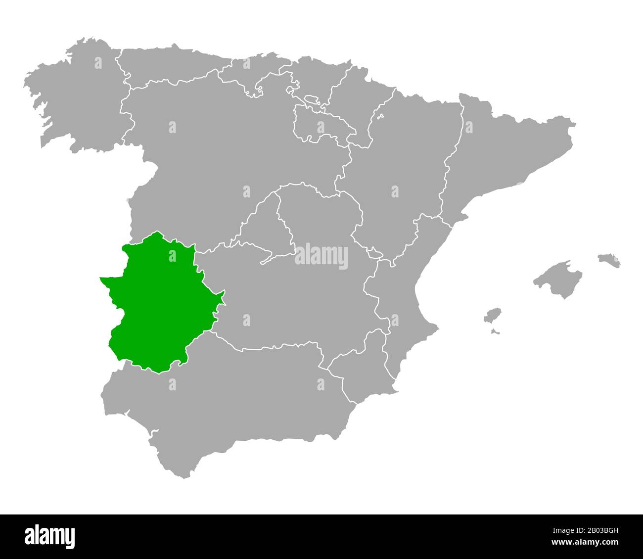 Map of Extremadura in Spain Stock Photo - Alamy