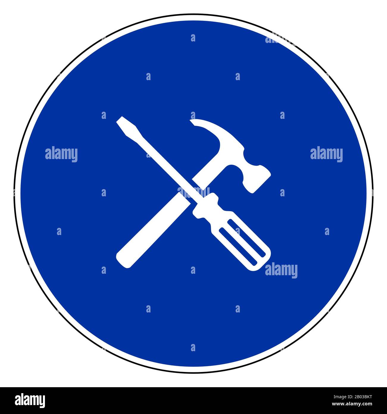 Tools and blue sign Stock Photo - Alamy