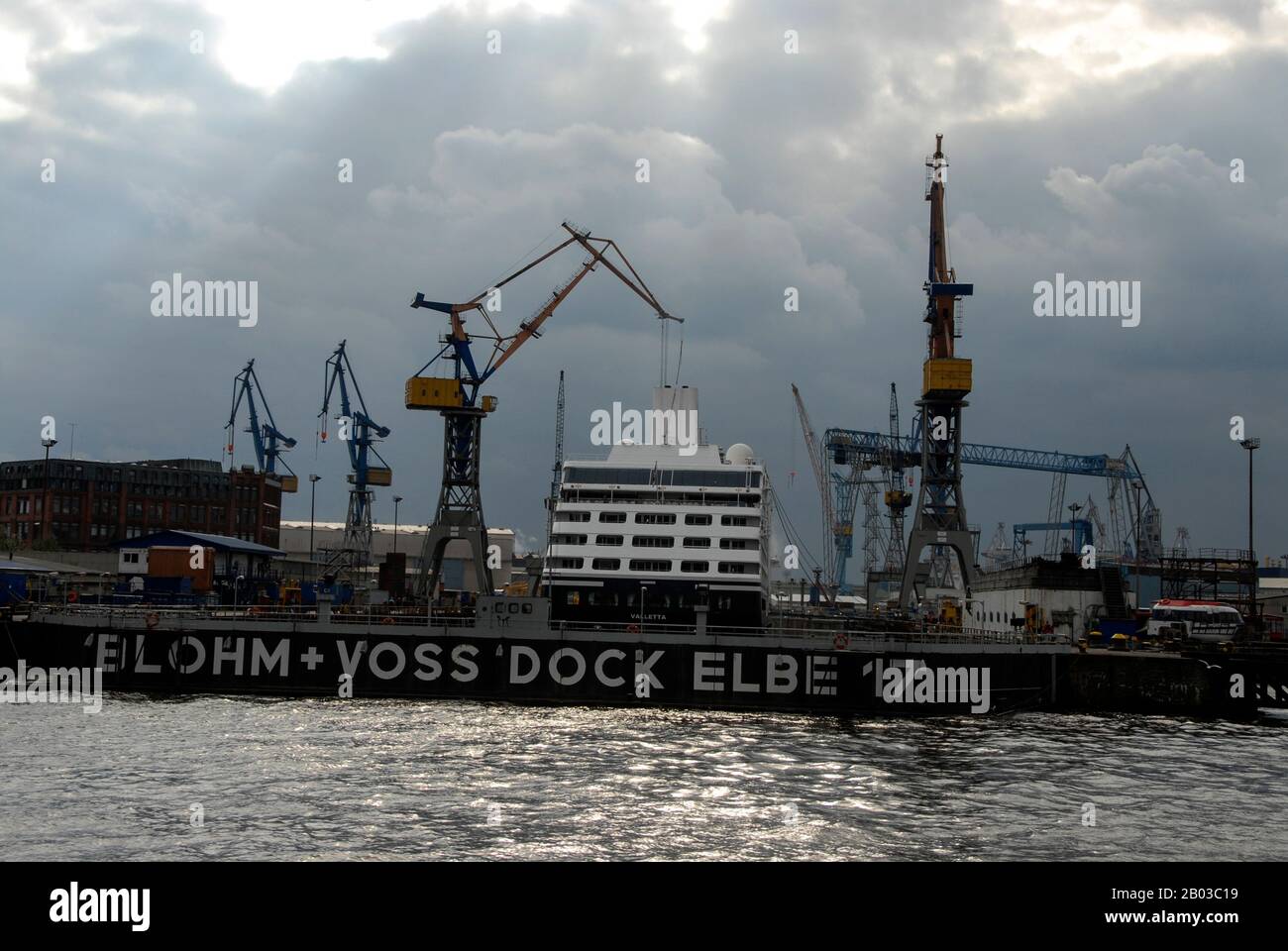 The Blohm + Voss dock Elbe 17 dry dock on the river Elbe at Hamburg ... The Blohm + Voss dock Elbe 17 dry dock on the river Elbe at Hamburg ...