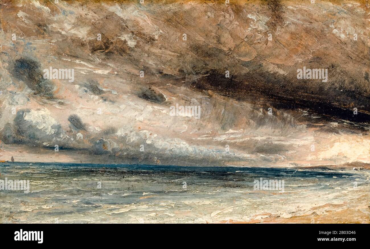 John Constable, Stormy Sea, Brighton, landscape painting, circa 1828 ...