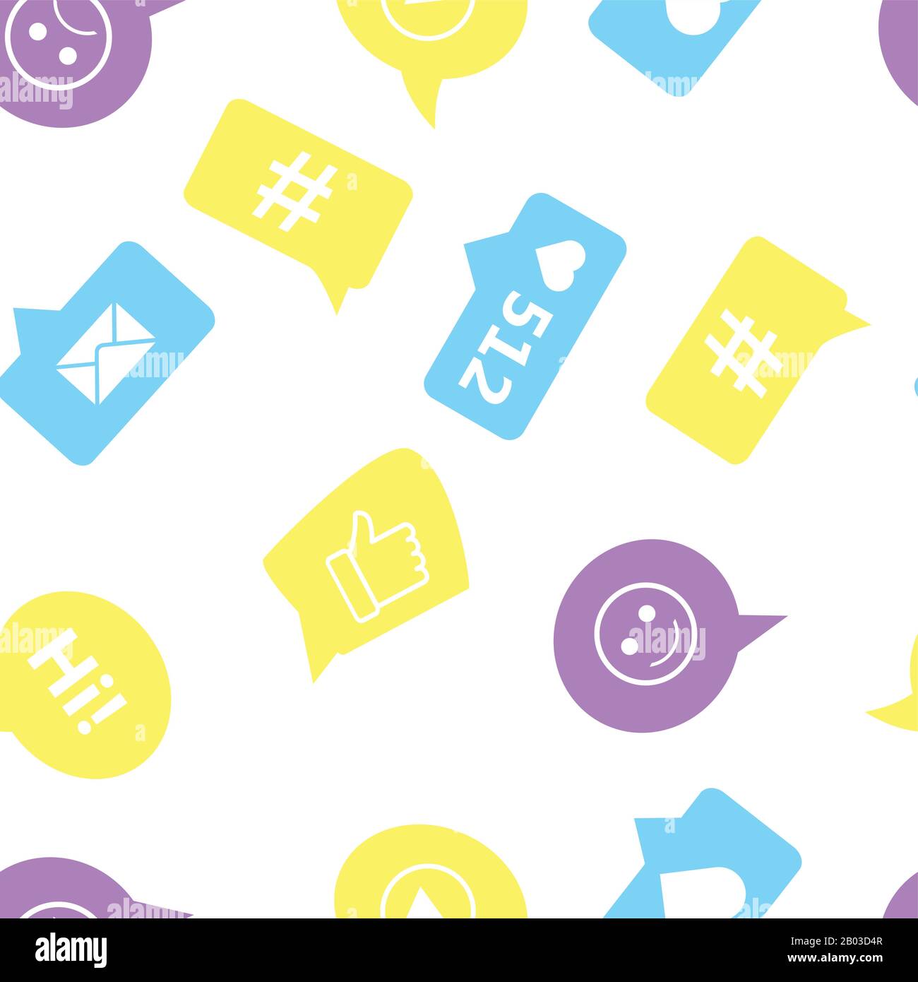 Seamless pattern with different chat symbols on white,cartoon vector ...