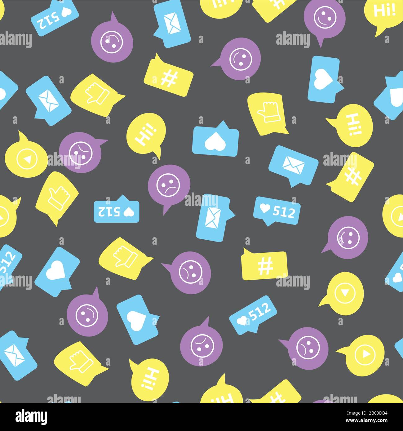 Seamless pattern with different chat signs on dark,cartoon vector ...