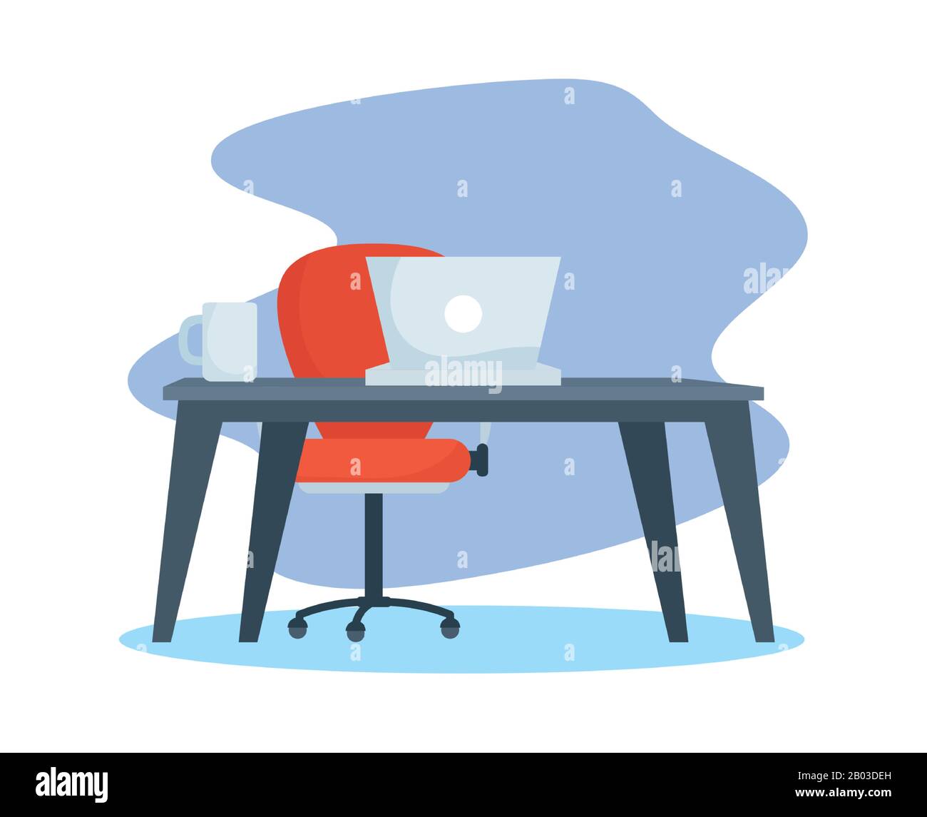 office workplace with laptop scene Stock Vector Image & Art - Alamy