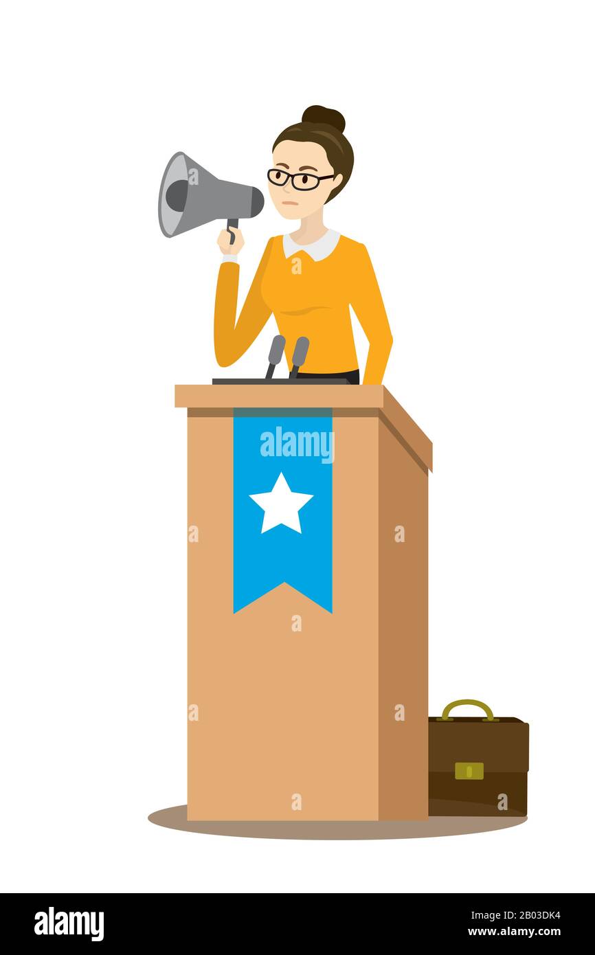 Cartoon illustration politician character giving hi-res stock ...