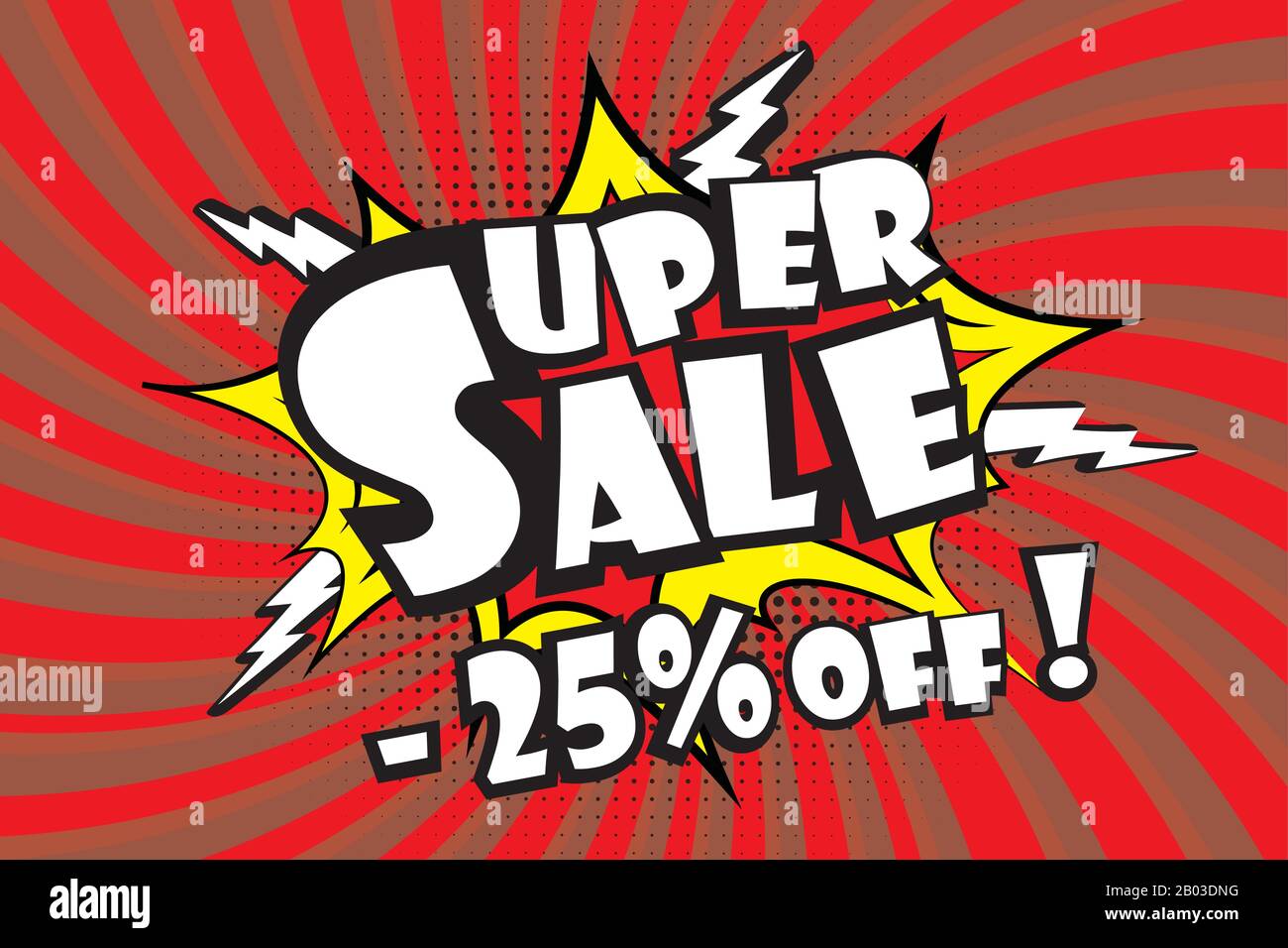 Super sale pricetag in comic pop art style,-25 off discount,vector ...