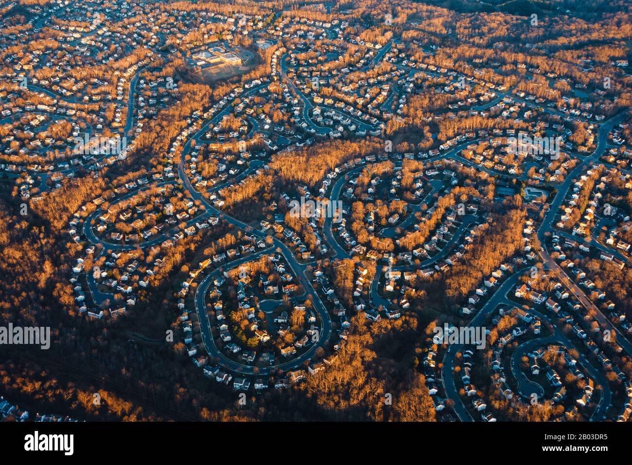 Aerial view of suburban neighborhood in the USA Stock Photo - Alamy