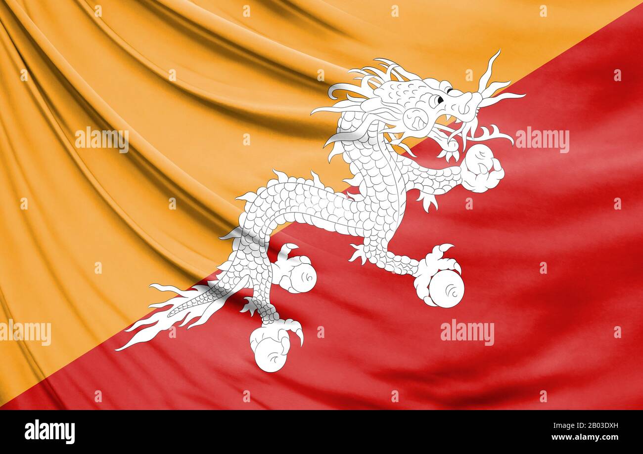 Realistic flag of Butane on the wavy surface of fabric Stock Photo - Alamy